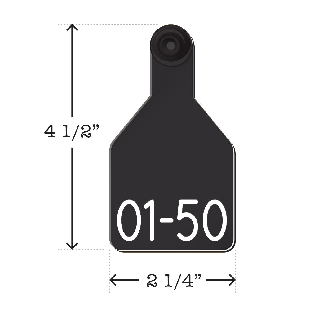 Prenumbered Large Cow Tags 01-50 | Ritchey Tags
