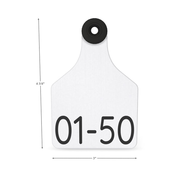 Prenumbered Large Cow Tags 01-50 | Ritchey Tags